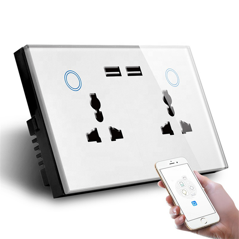 Tuya WIFI Smart Wall Socket 2 Gang UK/Universal Socket 10A/13A Touch ...