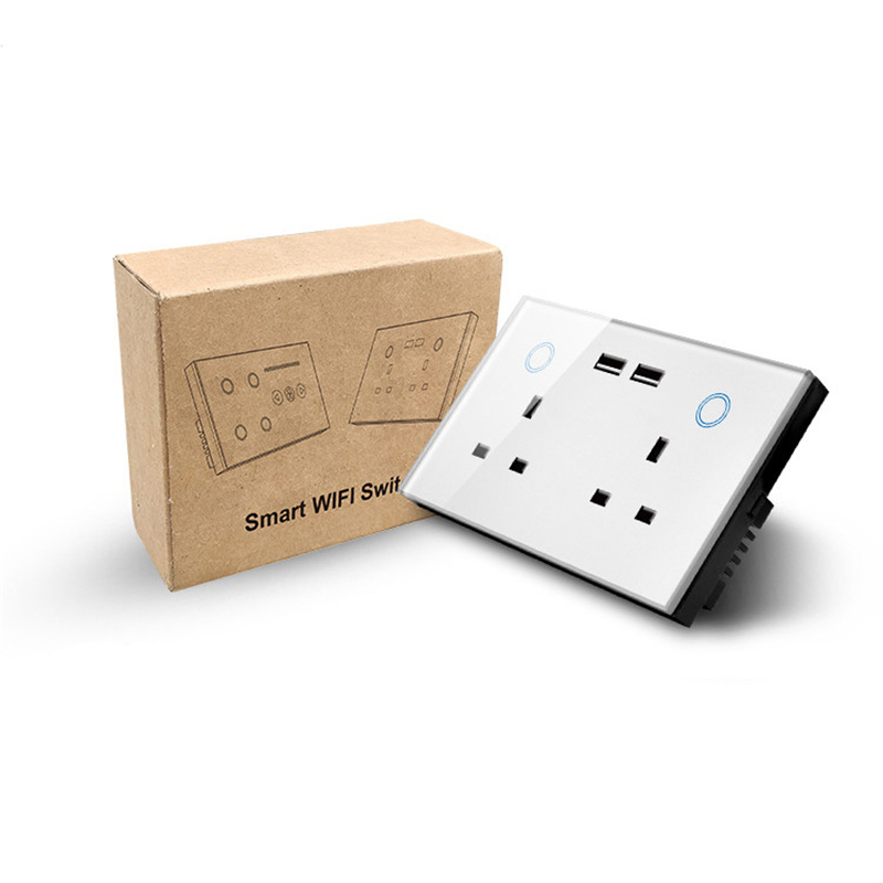 Tuya WIFI Smart Wall Socket 2 Gang UK/Universal Socket 10A/13A Touch ...